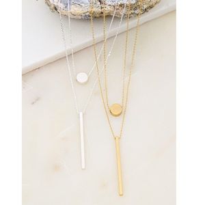 Jewelry | Silver Two Layer Circle Stick Charm Necklace | Poshmark